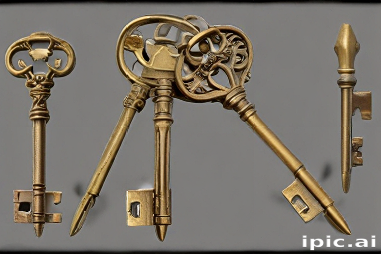 An Intricate Collection of Vintage Keys with Unique Designs and Shapes