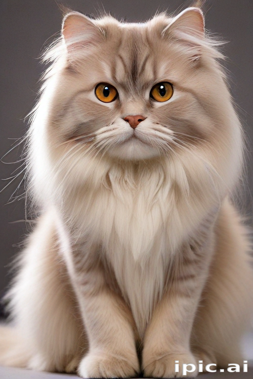 Majestic Long-Haired Cat with Striking Golden Eyes Sitting Elegantly