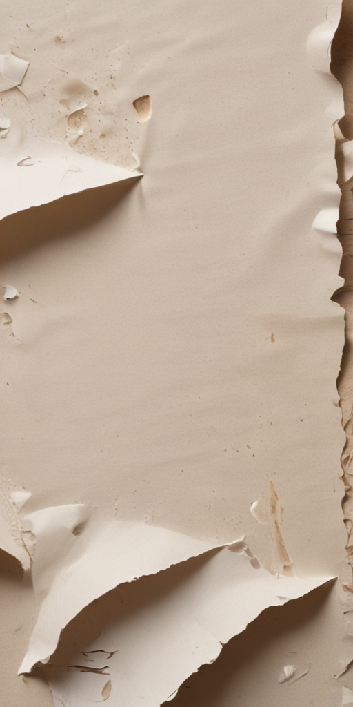 Textured Background of Torn and Peeling Beige Paper with Subtle Shadows