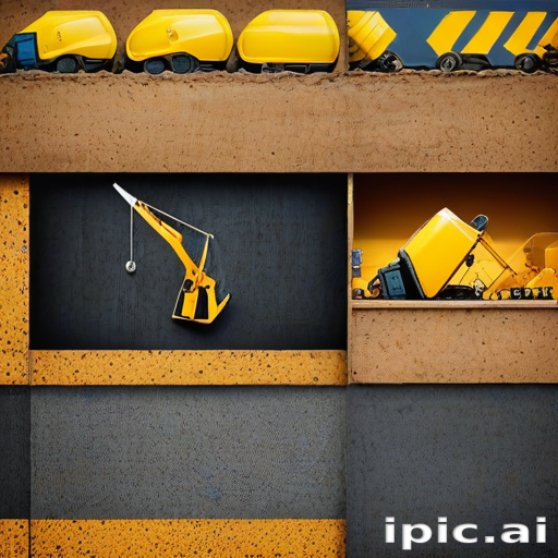 Colorful Construction Vehicles Working Together on a Modern Urban Project