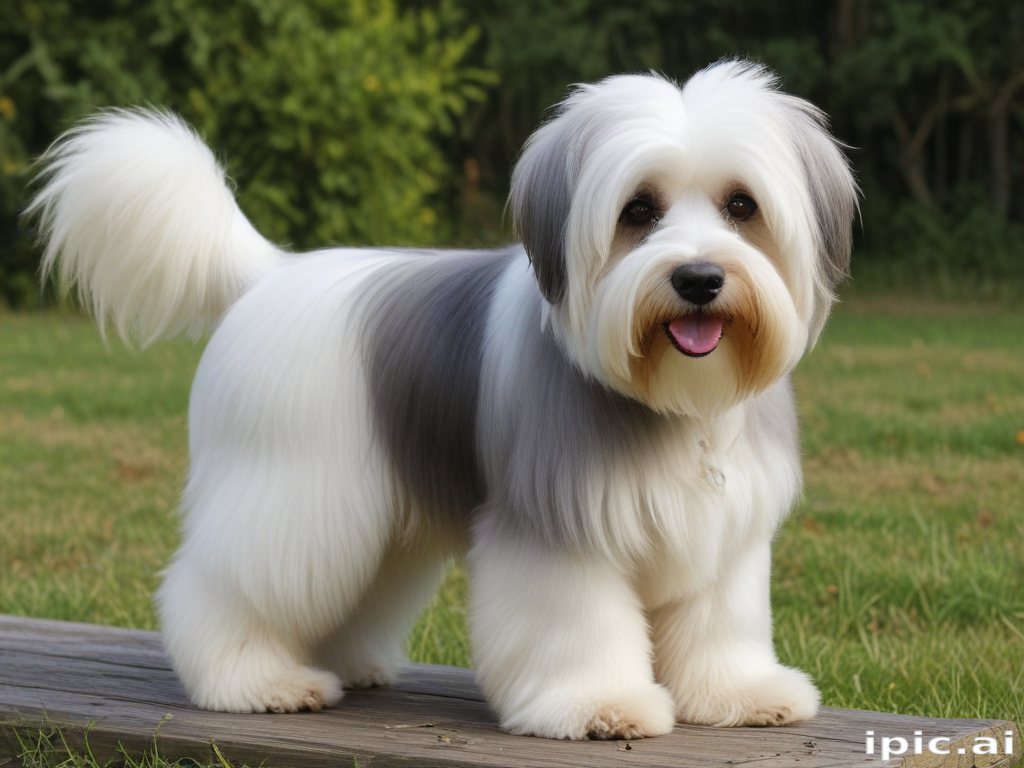 A Playful Dog with Fluffy Fur Enjoying a Sunny Day Outdoors.