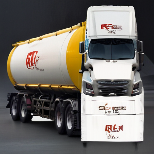 generate a oil truck with the label RRE and the logo of the company and ...