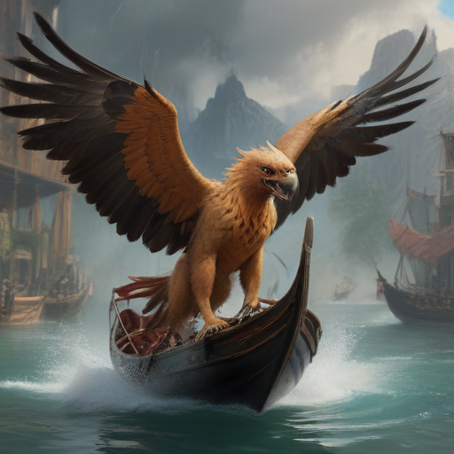 A griffin attacking a gondola