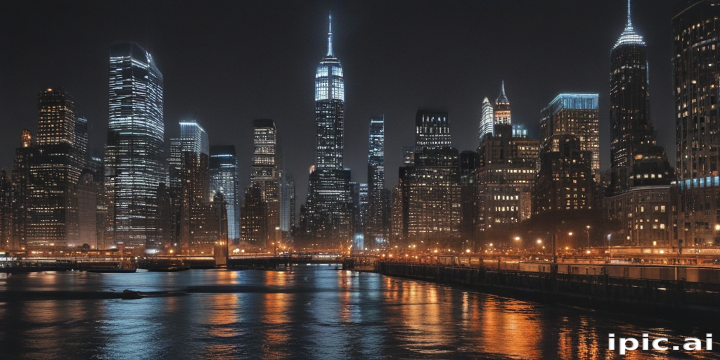 Stunning Nighttime Skyline of a Vibrant City Illuminated by Lights
