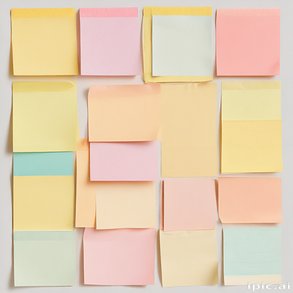 A Colorful Array of Sticky Notes in Various Pastel Shades and Sizes.