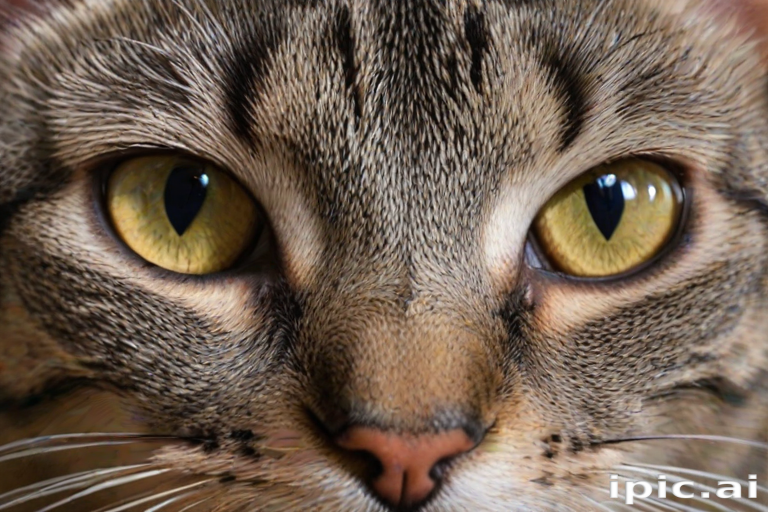 Close-Up of a Cat's Striking Eyes Capturing Intrigue and Curiosity