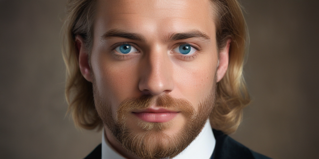 Handsome Tudor Earl Blonde hair & beard, blue eyes head & shoulders ...