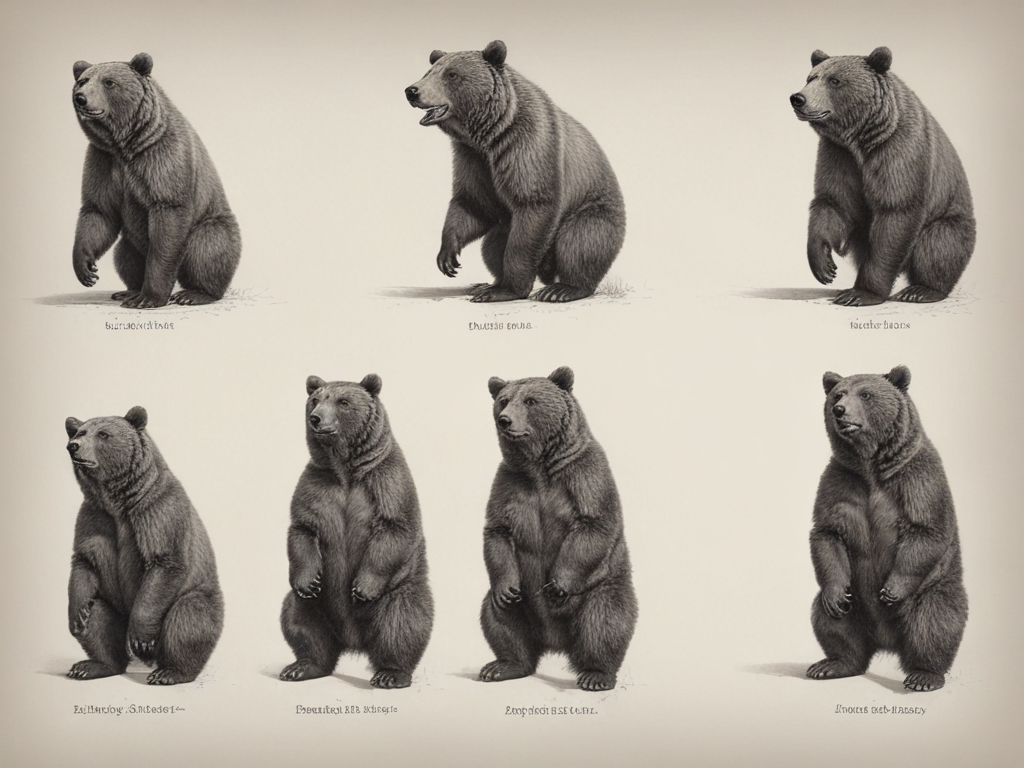 An Artistic Representation of Various Bear Species in Different Poses