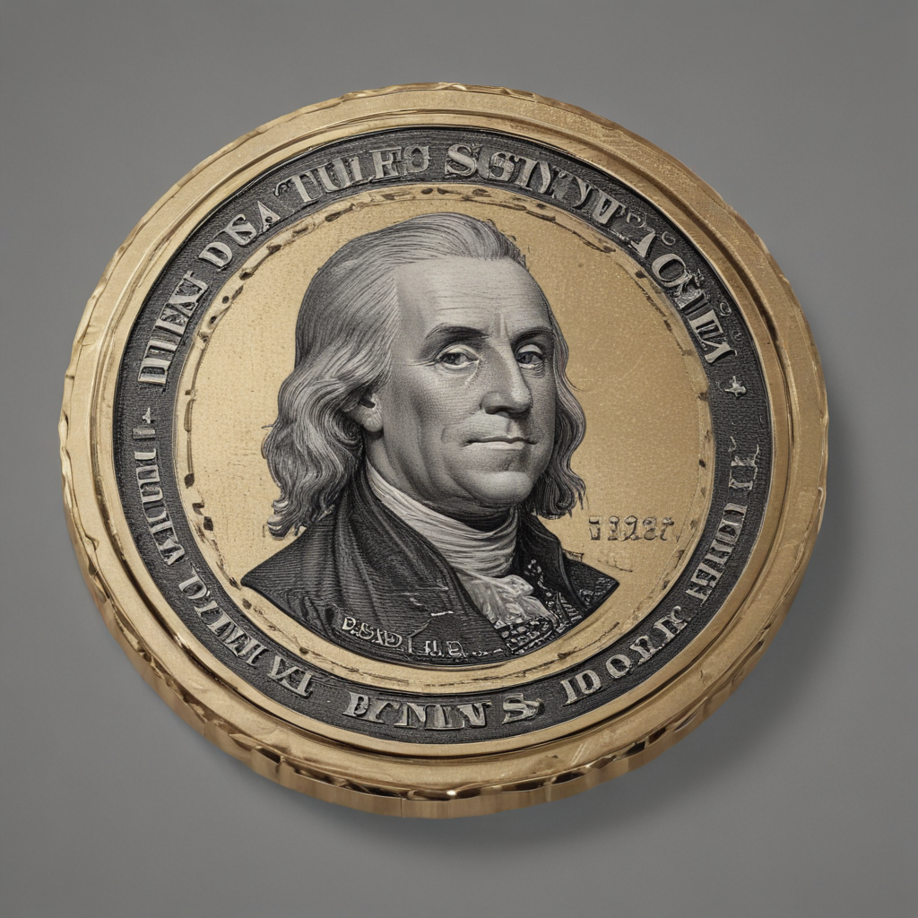 A Commemorative Medal Featuring Benjamin Franklin in Detailed Relief ...