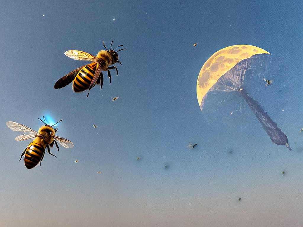Real honeyBees flying to the moon
