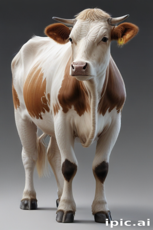 A Beautiful Brown and White Cow Standing Gracefully Against a Dark ...