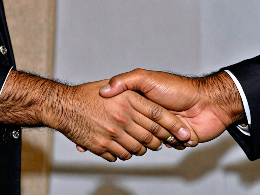 Create a 3d illusion of bilawal Bhutto zardari handshake with me