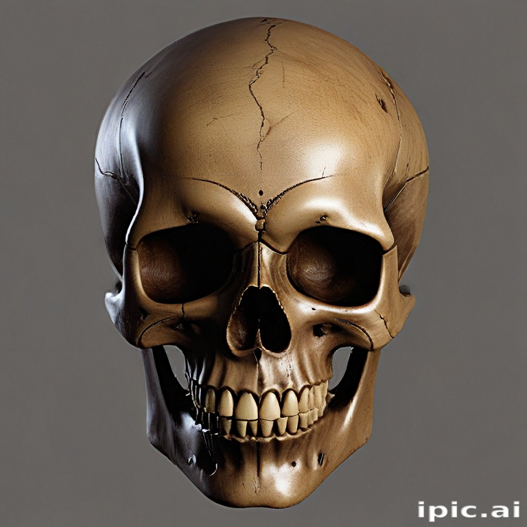 Realistic Human Skull Model Displaying Intricate Details and Cracked ...