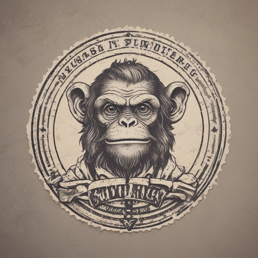 a hipster logo that can be easy to produce a stamp with twin monkeys
