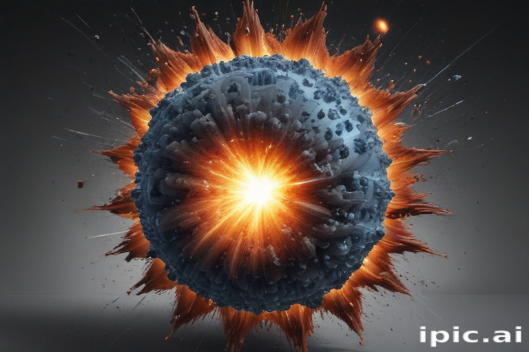 Explosive Energy Sphere Radiating Vibrant Flames and Shattering ...