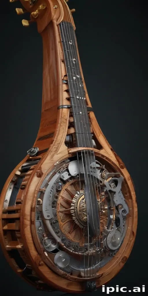 Intricate Wooden Musical Instrument Showcasing Exposed Mechanical ...
