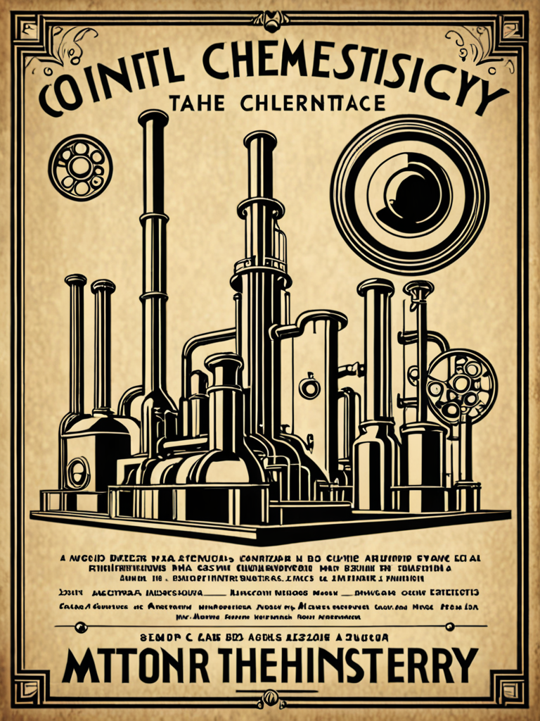 art deco chemistry industry science poster