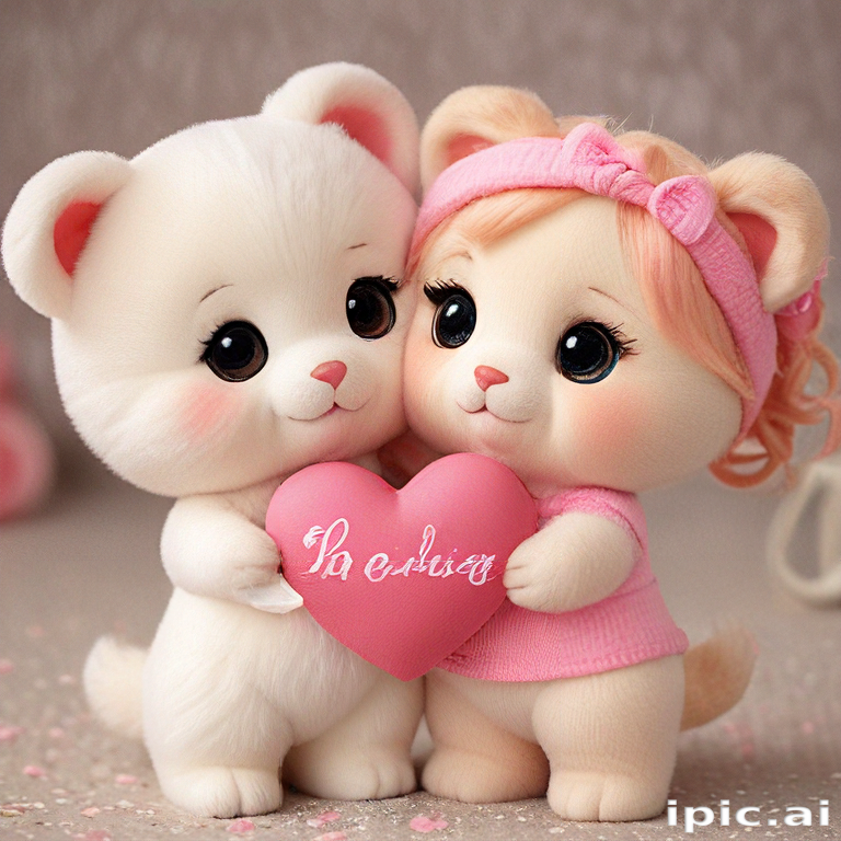 Adorable Plush Toys Embracing with a Heartfelt Message of Love