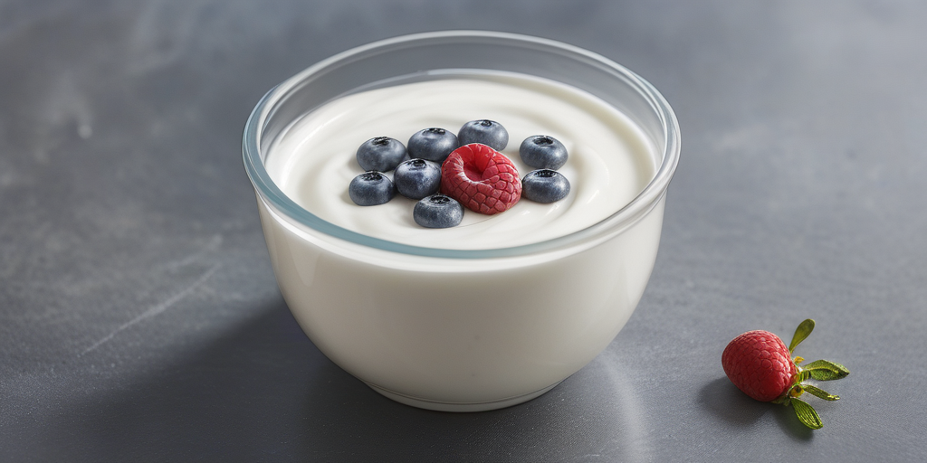 Delicious Yogurt Bowl Topped with Fresh Blueberries and Raspberries ...