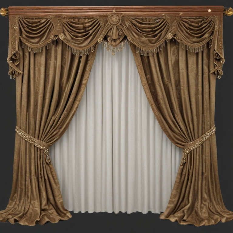 Elegant and Luxurious Brown Drapes with Intricate Details and Textures.