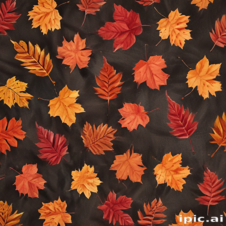 Vibrant Fall Leaves Spread Across a Dark Background in Autumn Colors