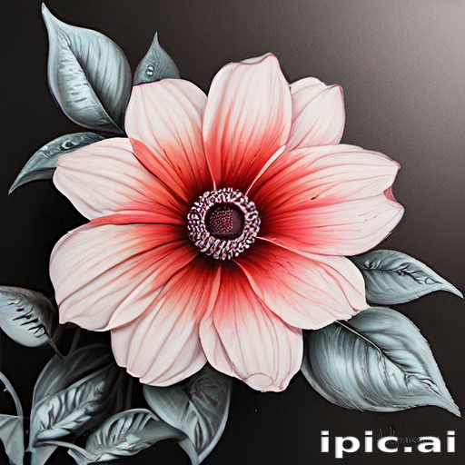 Beautifully Detailed Pink Flower with Intricate Leaves Against a Dark ...