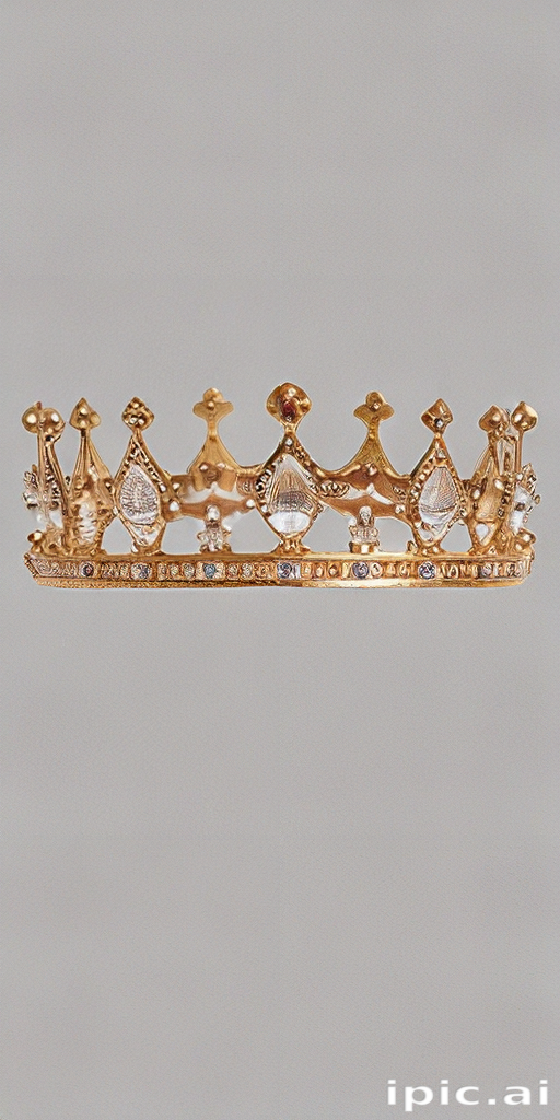 Elegant Golden Crown Adorned with Sparkling Gems and Intricate Designs