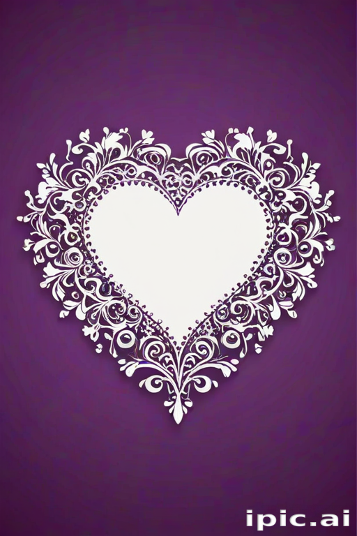 Elegant Floral Heart Design on a Rich Purple Background for Celebrations
