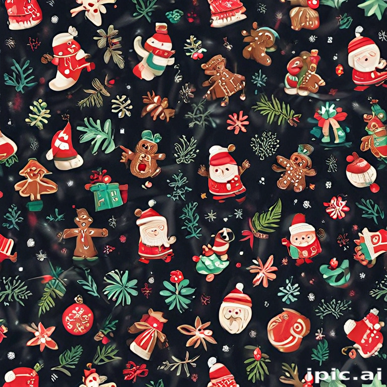 Festive Christmas Patterns Featuring Santa, Gingerbread Men, and ...