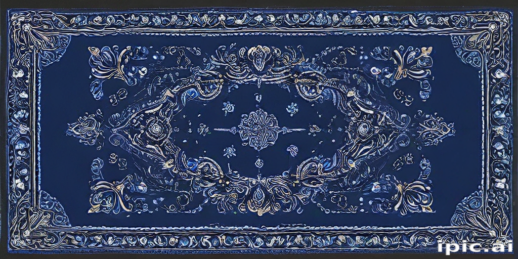 Ornate Blue Decorative Carpet Featuring Intricate Patterns and Elegant ...
