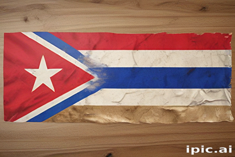 Worn and Weathered Cuban Flag Displaying National Pride and Heritage