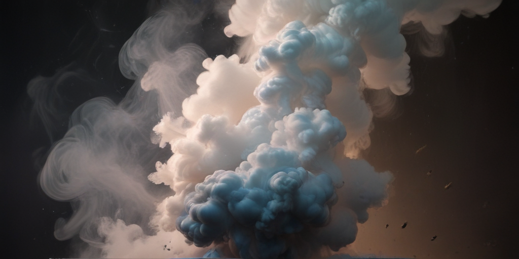 Majestic Swirls of Colorful Smoke Rising in a Darkened Atmosphere