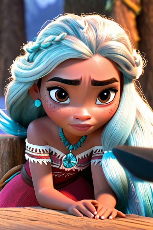 Moana crying sit and Elsa understand her 3D Disney