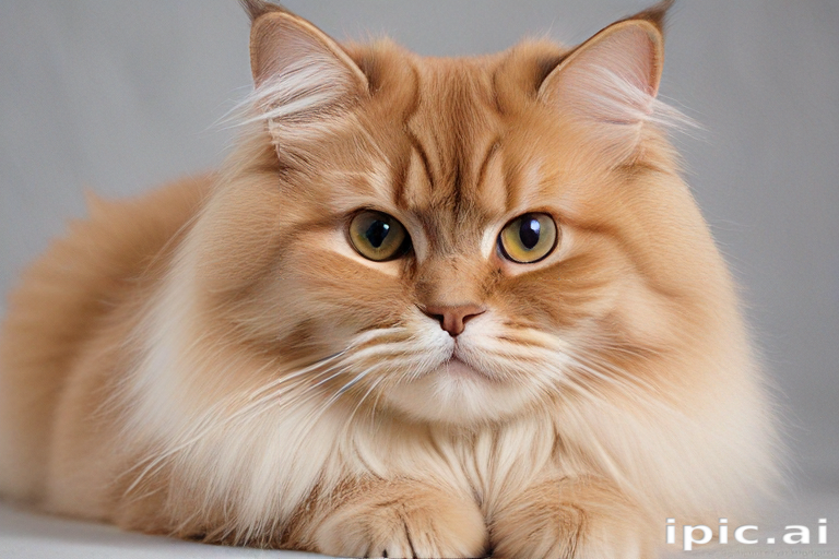 Charming Golden Cat with Striking Eyes Posing Elegantly on Soft Surface