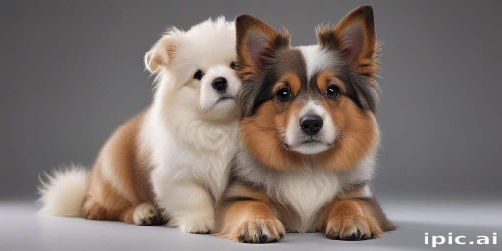 Two Adorable Dogs Snuggling Together in a Cute and Playful Pose.