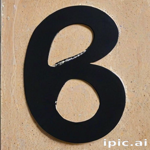 A Large, Bold Black Number Six Displayed on a Textured Background.