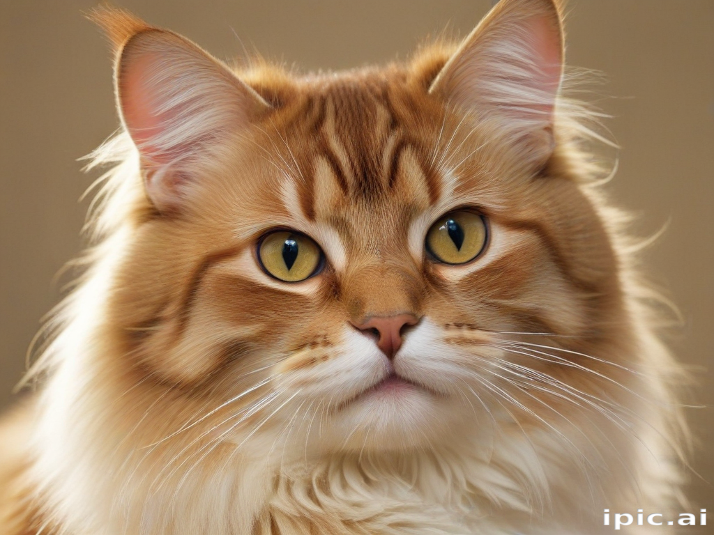 A Majestic Ginger Cat with Striking Yellow Eyes and Fluffy Fur