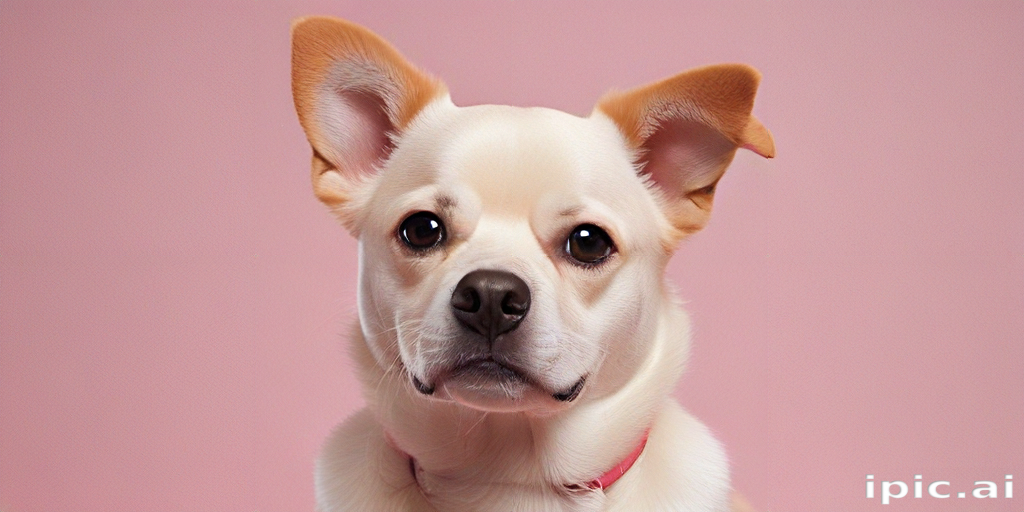A Charming Dog with Floppy Ears Poses Against a Soft Pink Background.