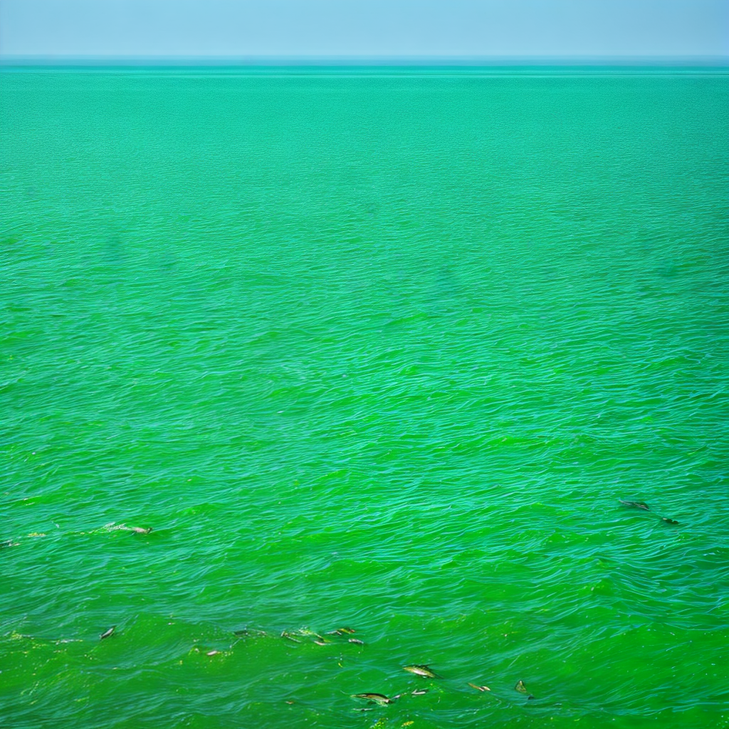Green sea full of fish