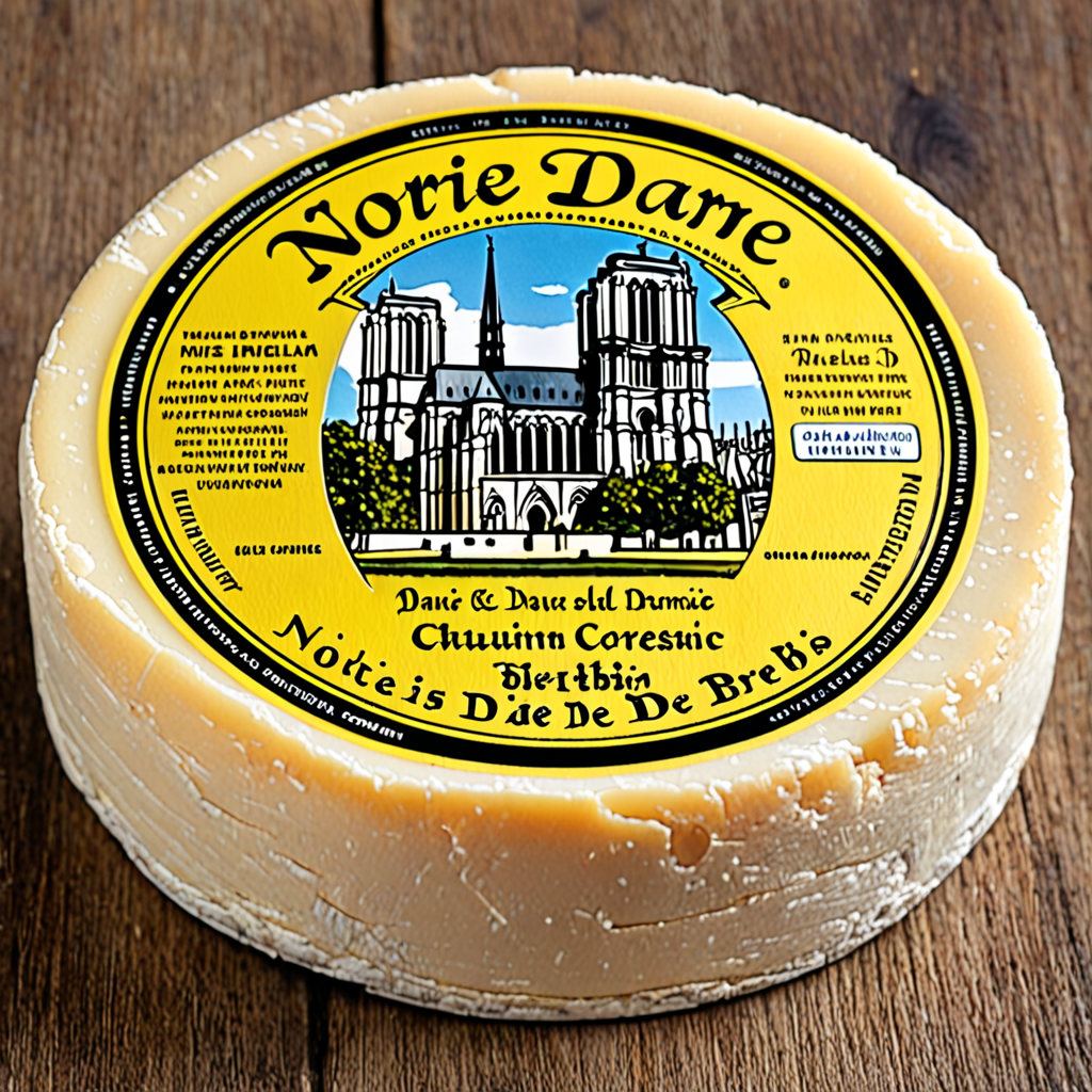 Round label of sheep cheese called "NOTRE-DAME DE BREBIS"