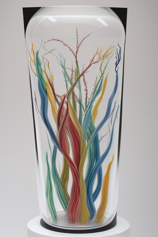 Colorful Abstract Sculpture Representing Organic Growth within a Glass ...