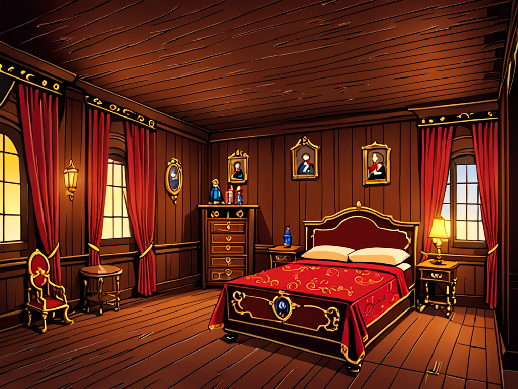 Interior of Captain Hook's state room on the pirate ship from the ...
