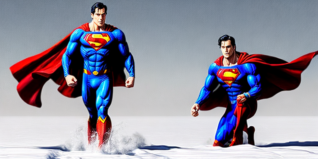 superman dancing in heavy snow