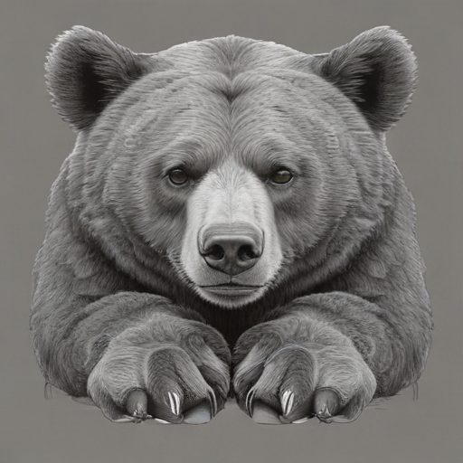 bear resting head on paws line drawing