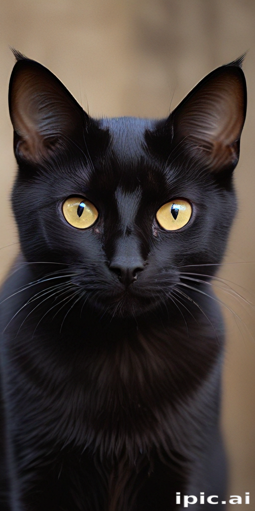 A Striking Close-Up of a Black Cat with Enchanting Golden Eyes.