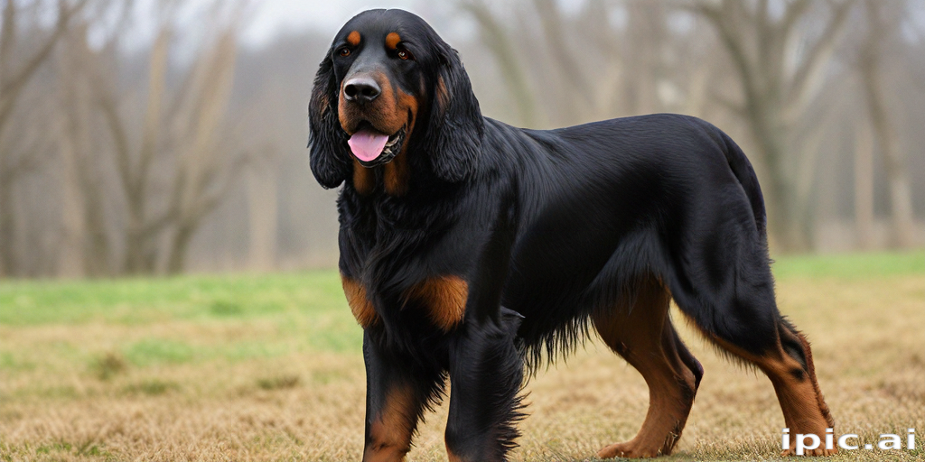 A Playful Gordon Setter Enjoying a Beautiful Day Outdoors in Nature.