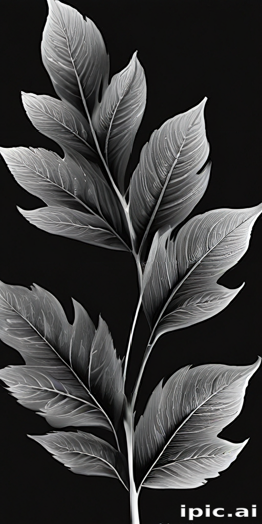 Intricate Black and White Leaf Design Showcasing Nature's Elegant Patterns
