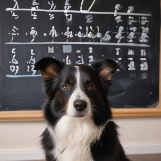 A smart black and white border collie with tiny brown marks solving ...