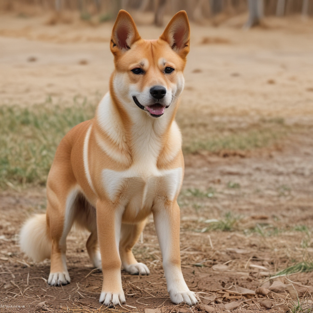 A Playful Dog Standing Proudly in a Natural Outdoor Setting.