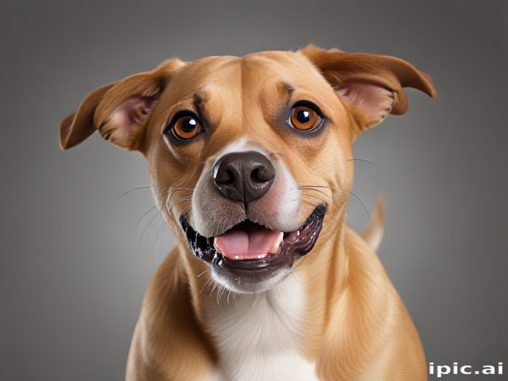A Happy Dog with Bright Eyes and a Joyful Expression Smiling Cheerfully.
